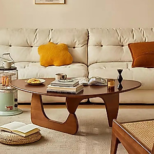 HM&DX Triangle Coffee Table Rubber Wood,Mid-Century Modern Coffee Table Abstract End Table,Small Center Table Wooden Coffee Table for Living Room Home Office(36" Lx23 Wx16 H, Walnut)