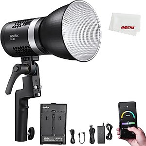 Godox ML30 37.6W 5600K LED Video Light, CRI 96+ TLCI 97+, 8590Lux@1m with Reflector, 4FX Effects,Slient Mode,with 2X NP970 Lithium Battery, APP Wireless Control,Multiple Control Methods (ML30)