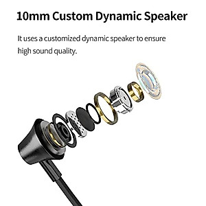 ZAQE Bluetooth Neckband Headphones, Noise Cancelling Wireless Headset with Magnetic, Freely Foldable & Lightweight Build, IPX5 Waterproof Earphones for Running Sports Workout, Black