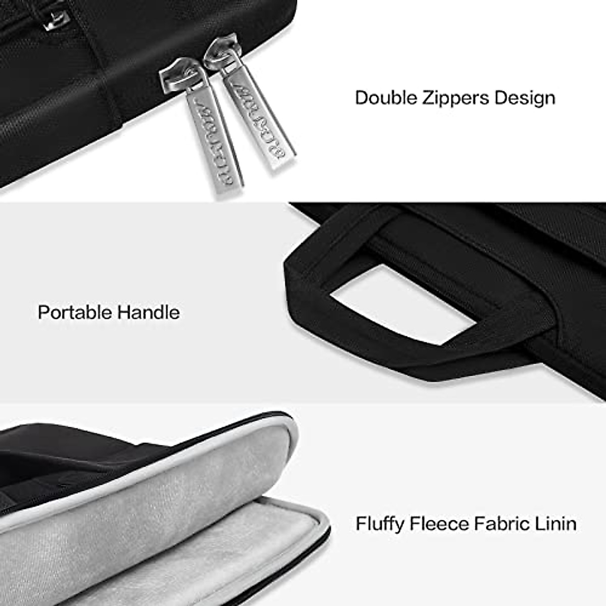 MOSISO Laptop Shoulder Bag Compatible with MacBook Air/Pro,13-13.3 inch Notebook,Compatible with MacBook Pro 14 inch 2023-2021 A2779 M2 A2442 M1,Polyester Flapover Briefcase Sleeve Case, Black