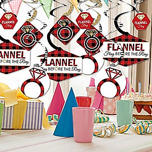 Big Dot of Happiness Flannel Fling Before the Ring - Buffalo Plaid Bachelorette Party Hanging Decor - Party Decoration Swirls - Set of 40