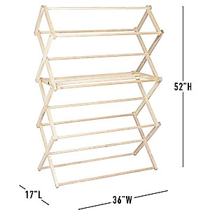 Pennsylvania Woodworks Clothes Drying Rack: Solid Maple Hard Wood Laundry Rack for Sweaters, Blouses, Lingerie & More, Durable Folding Drying Rack, Made in USA, No Assembly Needed, Large