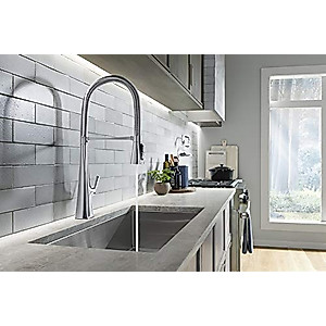 Kohler 22060-CP Graze Tall Commercial, 3 Function Semi-pro Kitchen Sink Faucet with Pull Down Sprayer, Polished Chrome