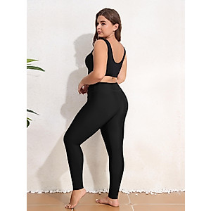 ATTRACO Swim Leggings Women Swimming Pants UPF 50+ Rash Guard Pants Black L