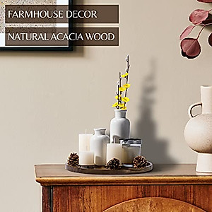 Decorative Round Beautiful Tray for Décor Kitchen Dining Room -Acacia Wood The Perfect Small Candle Tray for Coffee Table and Home Decor