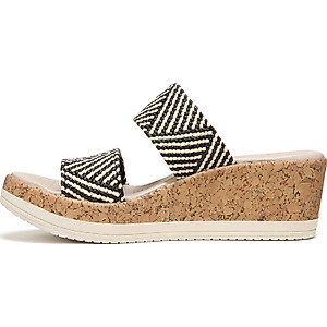 BZees Womens Resort Cork Strappy Wedge Sandal, Black Natural, 7.5 Wide US