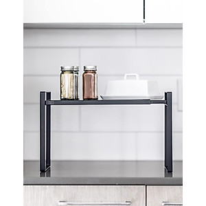 Stackable Cabinet Shelf Organizers, Expandable Kitchen Countertop Organizer - Multi-Functional Cabinet Shelves, Heavy Duty Non-Slip Shelf Riser for Kitchen Pantry, Bathroom, Bedroom Organization