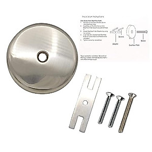 Gold-Hao-The-Bathroom Single Hole Bathtub Drain Overflow Plate - Overflow Drain Cover | Tub Drain Cover with Three Matching Screws/Bathtub Overflow Drain Cover with Adapter (Brushed Nickel)