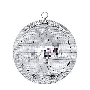 16 Inch Large Disco Ball Decorations, 70's 80's 90's Silver Rotating Glass Mirror Ball with Hanging Ring, for Bar DJ Club Stage Lighting Holiday Christmas Party Birthday