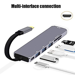 XUNMAIFHB Portable Docking Station,Type-C HUB Adapter Laptop Dock Type C PD Charging, SD/TF Card Slot, USB3.03 Fast Transmission