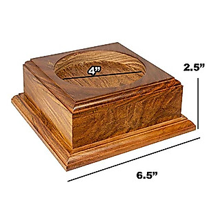 Cremation Urn Pedestal, Wooden Urn Base with Personalized Name Plate