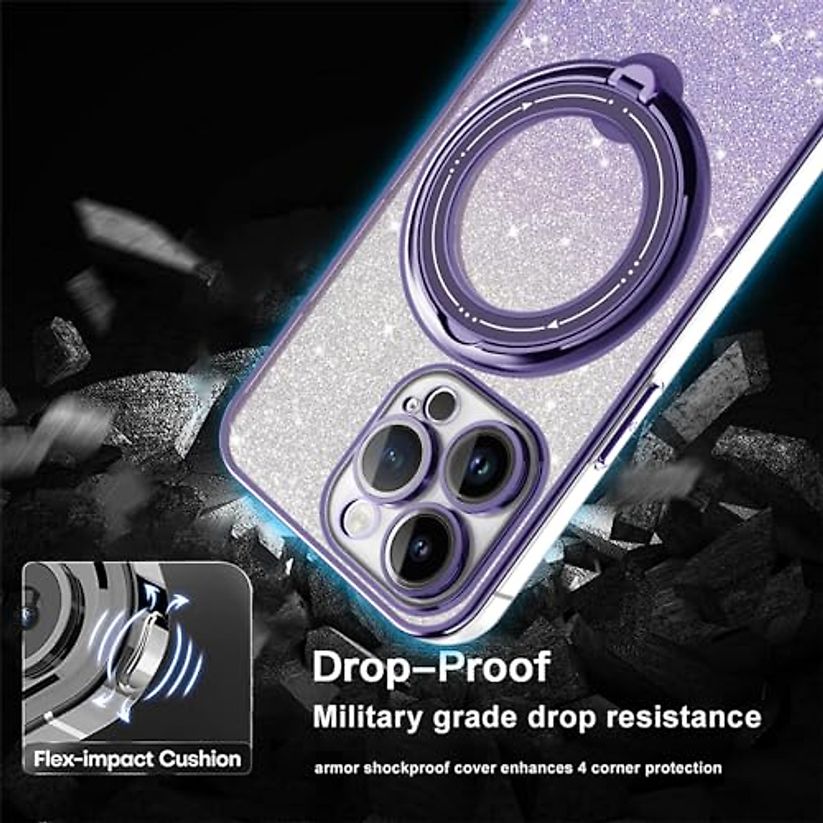 MRRSIWEI Glitter Case for Xiaomi Redmi 12C Compatible with Magsafe, Sparkle Bling Shiny Women Girls Slim Shockproof with Kickstand Cover for Xiaomi Redmi 12C.Gradient Green