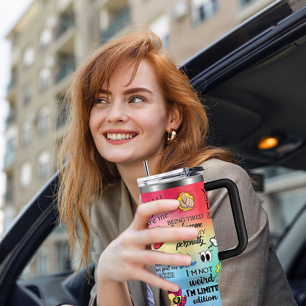 WWHSAI Sarcastic Gifts For Women - Multicoloured Snarky Quotes Travel Tumbler Coffee Mugs 40oz For Women Adult Humor, Funny Girl Gifts Cup, Birthday Sarcasm Gift For Friend Bestie Mom Coworker