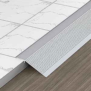 Floor Transition Strip Floor Divider Strip, Floor Transition Strip Wood to Tile, Metal Doorway Threshold Self Adhesive, 10cm Wide Door Entry Ramp for Uneven Vinyl Floor ( Color : Gray , Size : Length