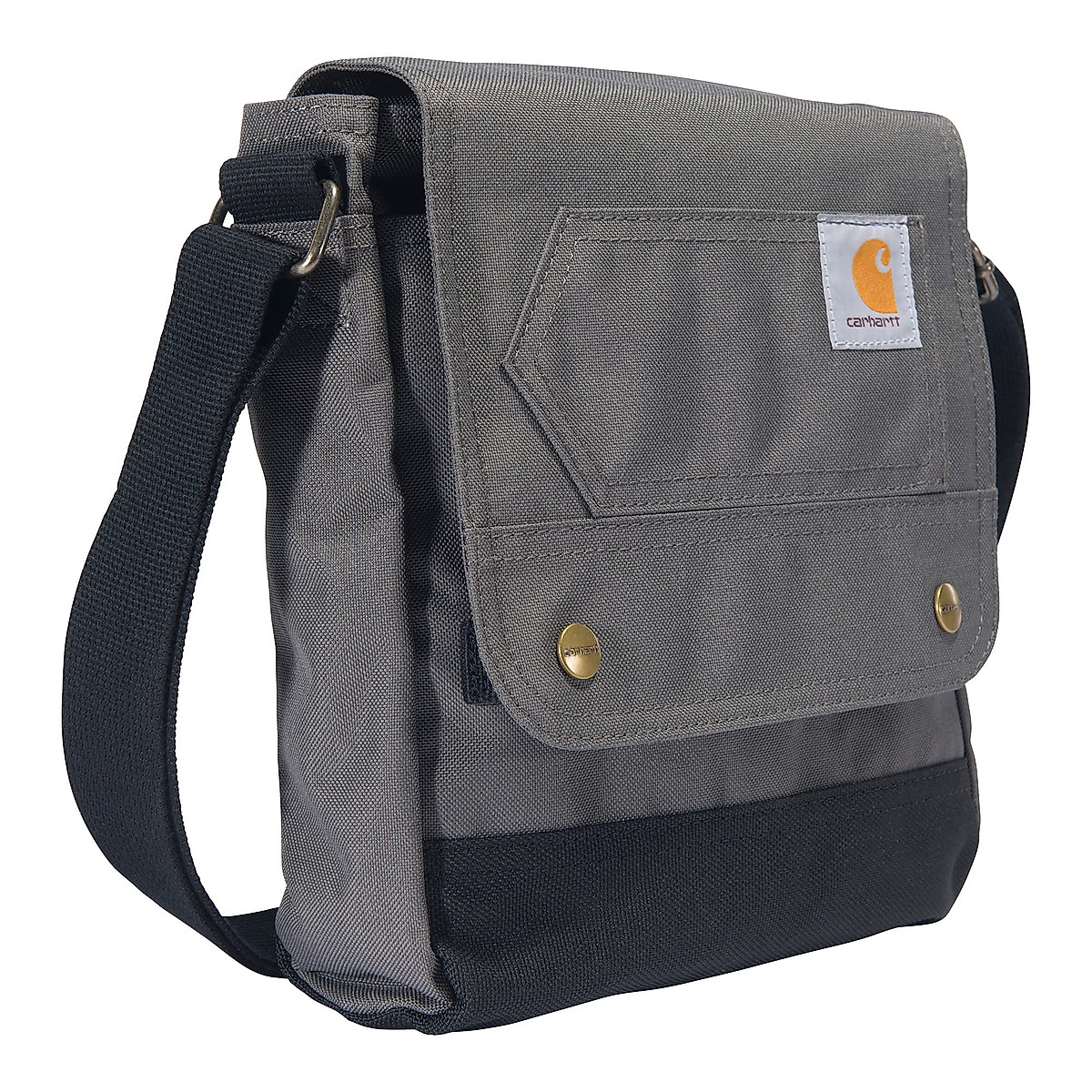 Carhartt, Durable, Adjustable Crossbody Bag with Flap Over Snap Closure,Gray