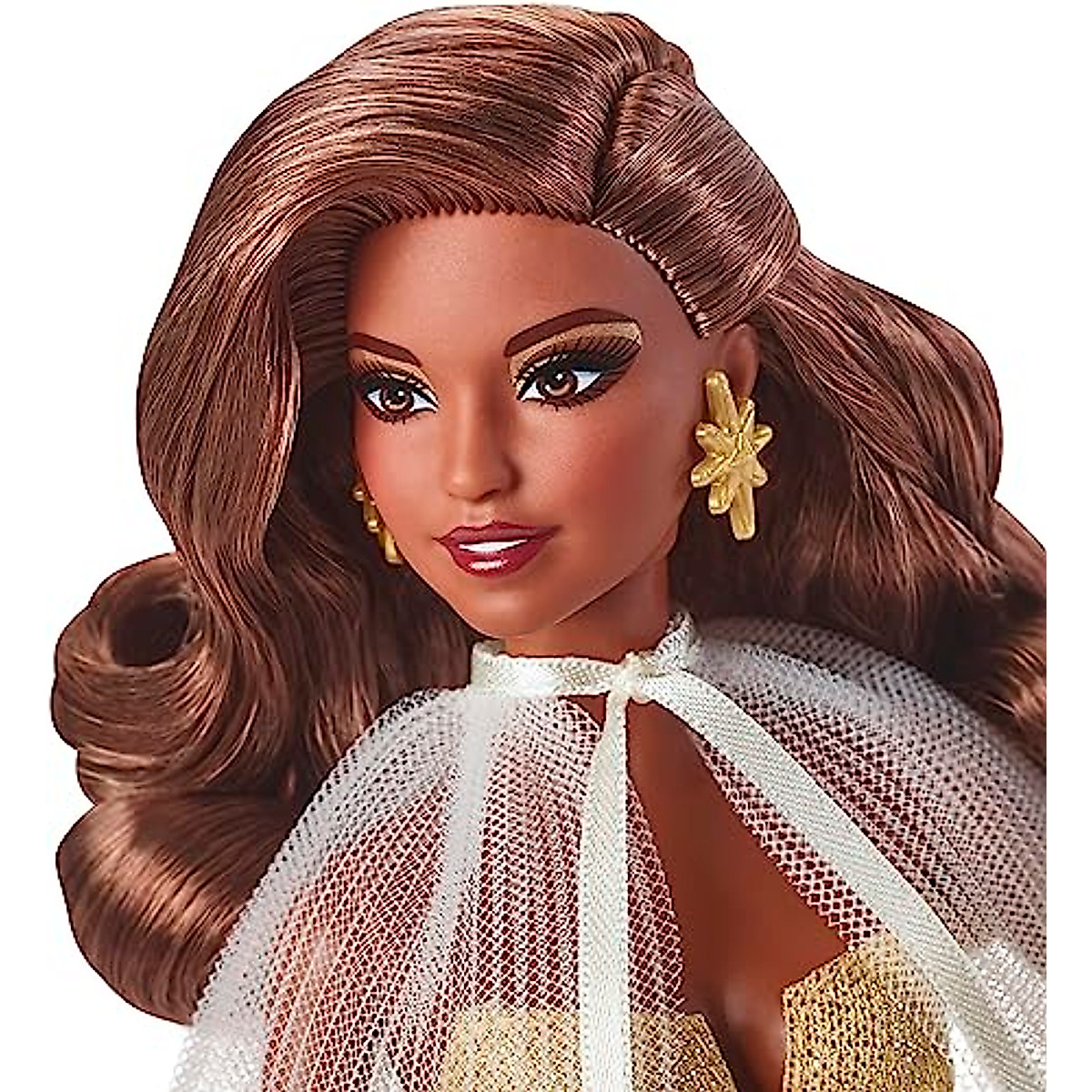 2023 Holiday Barbie Doll, Seasonal Collector Gift, Barbie Signature, Golden Gown and Displayable Packaging, Dark Brown Hair