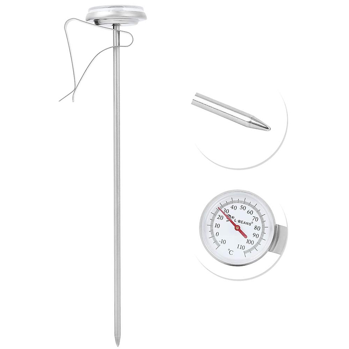 Dial Thermometer, Instant Read Multi-Purpose Thermometer with Clip for Milk, Beverage, Steaming, Coffee((Short Type))