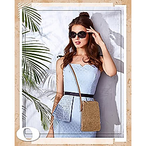 Sweetude 2 Pcs Straw Beach Bag for Women Summer Woven Straw Purse Cute Shoulder Straw Clutch Small Women's Crossbody Handbags for Women Girl Vacation