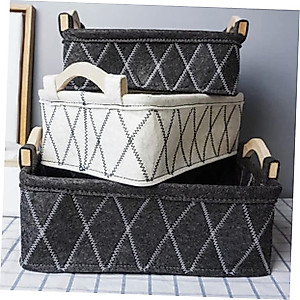 Alipis 1pc Felt Storage Basket Fabric Storage Basket Cube Basket with Handles Desk Topper Kitchen Rectangular Storage Fabric Mini Storage Bins Office Desk Decor Box Frame Wood Clothing
