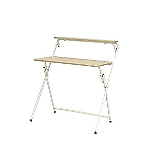 SOFSYS Modern Folding Desk for Small Space, Computer Gaming, Writing, Student and Home Office Organization, Industrial Metal Frame with Premium Desktop Surfaces, Oak/White