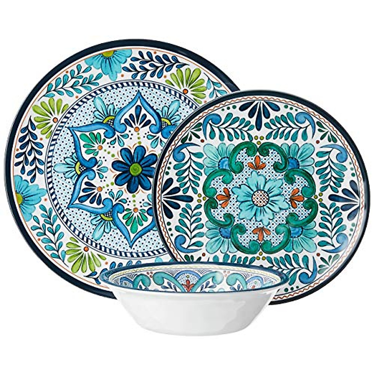 Certified International Talavera Melamine 12 pc Dinnerware Set, Service for 4, Multicolored