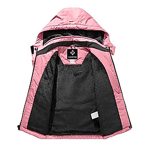 GEMYSE Girl's Waterproof Ski Snow Jacket Fleece Windproof Winter Jacket with Hood (Coral Pink,10/12)