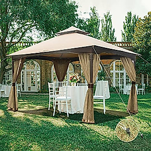 Domi Outdoor Living 10'x13' Patio Gazebo Outdoor Ventilation Double Roof Gazebo with Mosquito Netting for Patio,Lawn and Garden