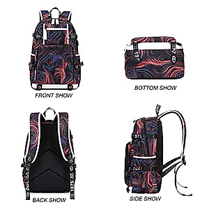 ZHIERNA Boys Backpack with Charging Port, Laptop Backpacks 17 Inch, Water Resistant Daypack Bookbags for College Students (Red)