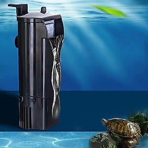 AQUA-ATL Turtle Filter 105 GPH Adjustable Submersible (Up to 40 Gal) Waterfall Turtle Fish Tank Filter (Black Filter)