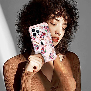 LONTECT for iPhone 14 Pro Max Case Shockproof 3 in 1 Heavy Duty Rugged Durable Protective Cover Hard Plastic Bumper +Soft Silicone Rubber Case for iPhone 14 Pro Max,Pineapple/Rose Gold