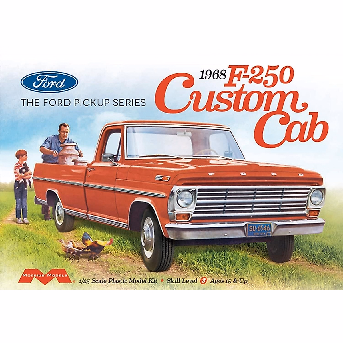 Moebius Models 2564 1:25 1968 F0RD F-250 Custom Cab Pickup Plastic Model Kit