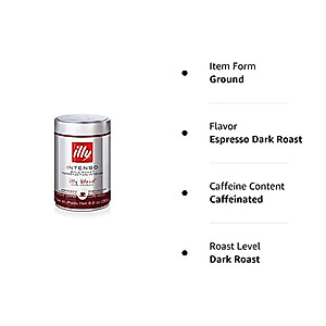 illy Ground Espresso Intenso Bold (Dark) Roast Coffee, 8.8 Oz (Pack of 4)