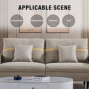 gefayluo 72.8 inch Sofa Couch Mid-Century 3-Seat Tufted Love Seat for Living Room Bedroom Office Apartment Dorm Studio and Small Space 2 Pillows Included (Silvery Gray)