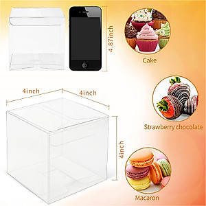 COTOPHER 60pcs Clear Macaron Boxes, 4"×4"×4" Clear Single Chocolate Covered Ore Cookies Boxes Clear Favor Boxes for Wedding Baby Shower