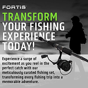 Fortis Fishing Spinning Rods 6ft6-2 pc - Medium - Medium - Strong, Sensitive, Lightweight, Graphite Blank with Durable Fiberglass Tip, Ergonomic Handle Includes Rod, Reel and Lures (Crankbaits)