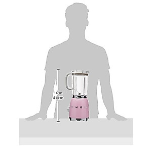 Smeg Countertop, Pastel Pink 50s Style Blender, 48 Ounces
