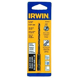 Irwin Tools 4935637 Black Oxide Hex Shank Drill Bit, 9/64-Inch