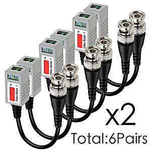 VIMVIP® 6 Pairs (12 Pcs) Mini CCTV BNC Video Balun Transceiver Cable