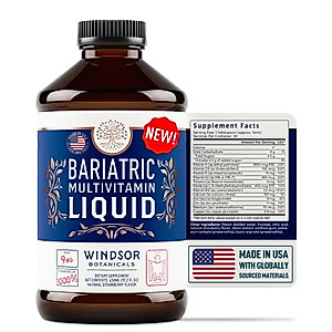 Bariatric Multivitamin with Iron Liquid Supplement - Post Gastric Bypass, Gastric Sleeve Vitamins - for Men and Women Post Sleeve Gastrectomy - Veggie, Non-GMO, Strawberry Flavor - 30 Day Supply
