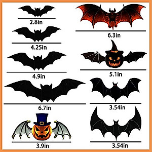 JOLLY SWEETS Happy Halloween Banner Set with Scary Bat Stickers 28Pcs, Pumpkin Sign Designed with Ghost, with Scary 3D Bat Wall Stickers, Halloween Decorations, Halloween Party Supplies