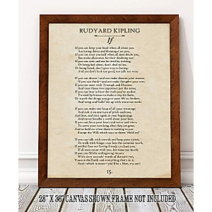 Rudyard Kipling - If - Inspirational Sayings Wall Decor, Motivational Poem Poster, Canvas Wall Art for Home and Office, Inspiring Literature Gift, Choose Unframed Book Poster Poster or Canvas Arts