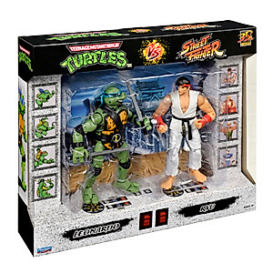 BANDAI 2 Pack | Teenage Mutant Ninja Turtles Leonardo Vs Street Fighter Ryu Action Figures | 6'' and Turtle with Articulation, P81251