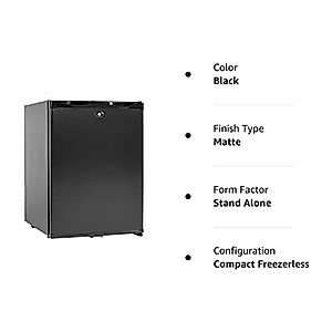 Smad Mini Fridge with Lock Compact Refrigerator for Bedroom Dorm Office No Noise,12V/110V,1.0 Cubic Feet, Black