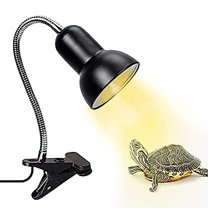 Dehydrator Reptile Heat Lamp Holder Basking Spot Lamp Holder for Turtle Aquarium Aquatic Reptile Lizard 360° Rotating Clip & Power Supply (Without Bulb)