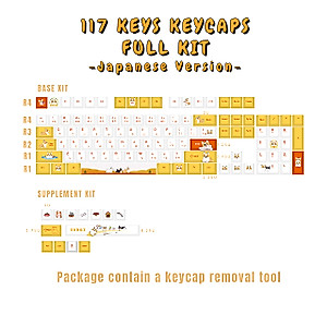 POPKEEY Corgi Dog Japanese Keycaps for Cherry MX Switches Cute Pets Mechanical Gaming Keyboard, PBT Key Caps Set（Japanese Version）