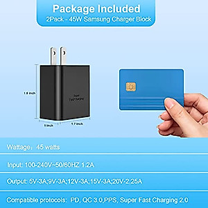 45W USB C Charger, Samsung Super Fast Charging USB Type C Wall Charger Block for Samsung Galaxy S22 Ultra/S22+/S22, Note 20/S20/S21, Galaxy Tab S7/S7+/S8/S8+/S8 Ultra,PPS Wall Charger (2 Pack)