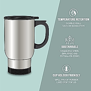 Barcelona Spain Gifts and Souvenirs - Travel Mug with Handle and Lid - Barcelona Graduation Unique Drinkware - 14oz Travel Mug Steel - Best Europe Long Distance Gifts & Homesick Student Gifts