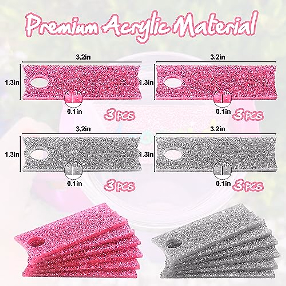 AIERSA Name Plate or Stanley Cup Lid 40oz Tumbler with Handle, 6pcs Pink, 6Pcs Silver