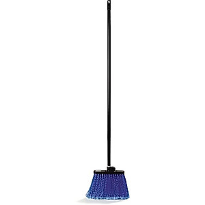 SPARTA FoodService Products 3688314 Commercial Flagged Synthetic Warehouse Broom with Metal Threaded Handle, 56" Overall Length, Blue