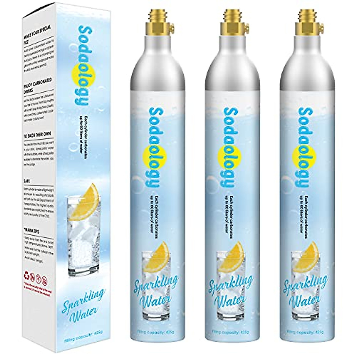 BLUE FLAG 60L Co2 Carbonator Compatible with Sodastream Appliances (Excluding Art, Terra Seltzer Maker), 14.5oz, Set of 3